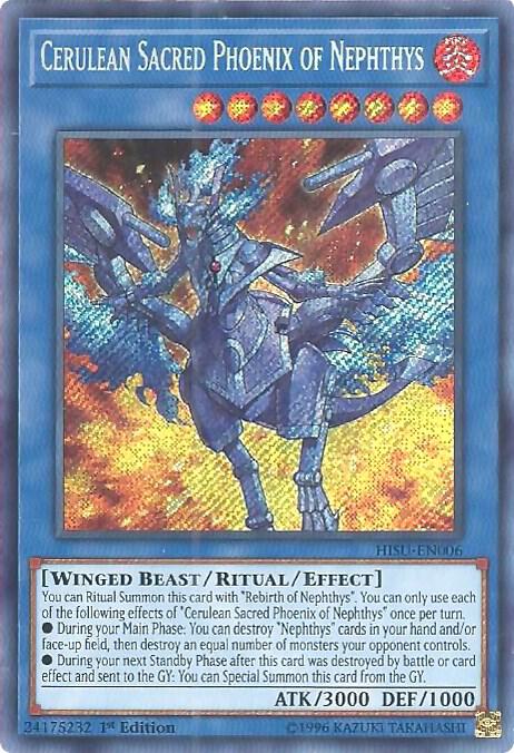 Cerulean Sacred Phoenix of Nephthys (Secret Rare) - HISU-EN006 – MK Cards