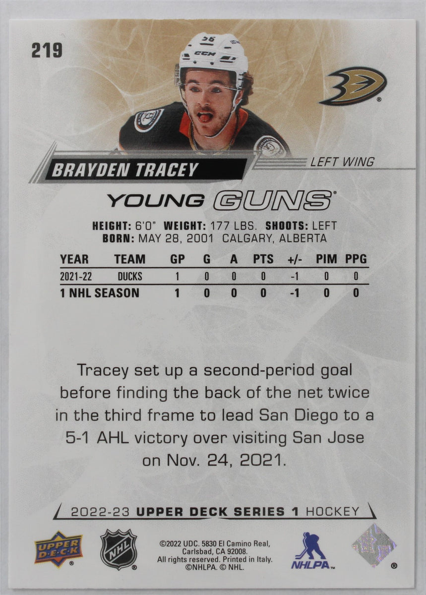 2022-23 - Upper Deck Series 1 - Brayden Tracey - (Base) #219 – MK Cards
