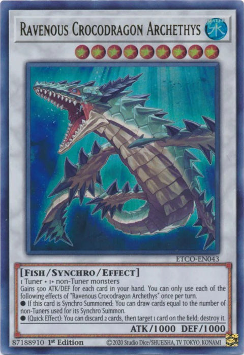 Ravenous Crocodragon Archethys (Ultra Rare) - ETCO-EN043 - 1st Edition ...