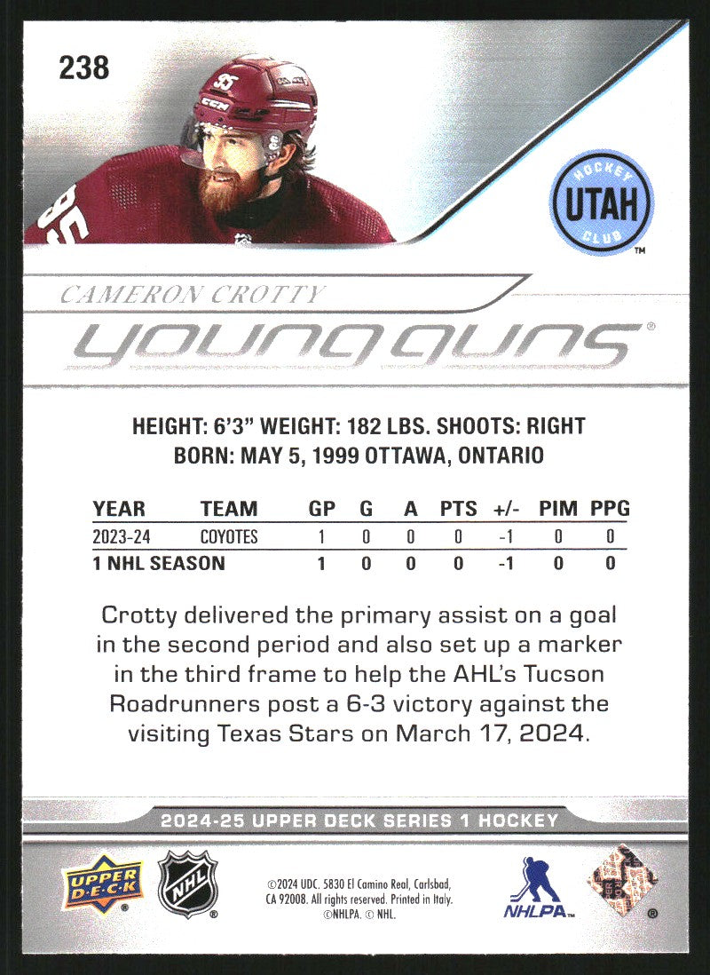 2024-25 - Cameron Crotty YG RC - Upper Deck - #238 – MK Cards